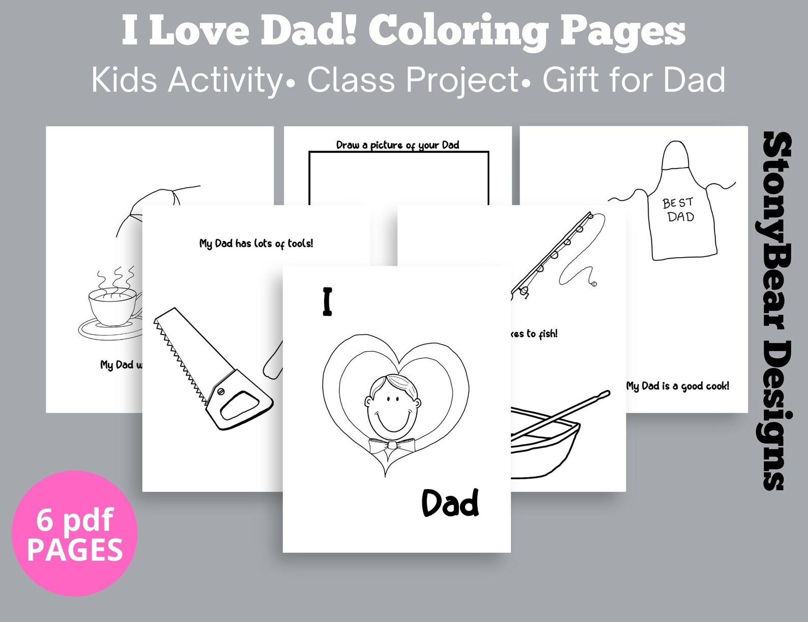 I Love Dad Coloring Book, Father's Day Coloring Sheets, to Dad From ...