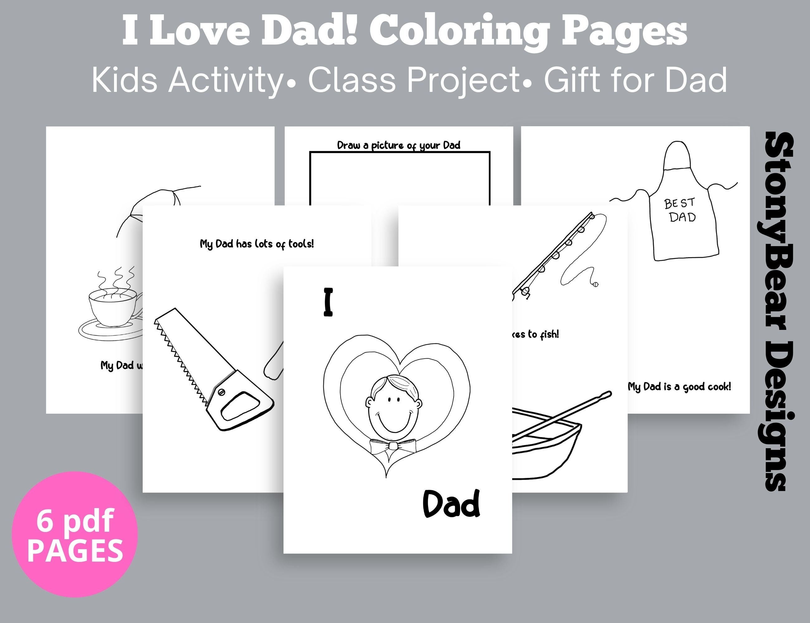 I Love Dad Coloring Book, Father's Day Coloring Sheets, to Dad From ...