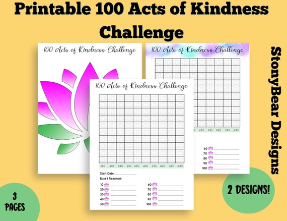 100 Acts of Kindness Challenge Random Acts of Kindness for | Etsy