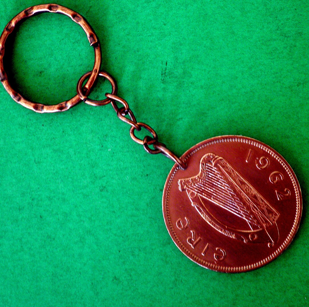 63rd Gift, 1962 Irish Coin, Lucky Irish Penny Keyring, Ireland Penny ...