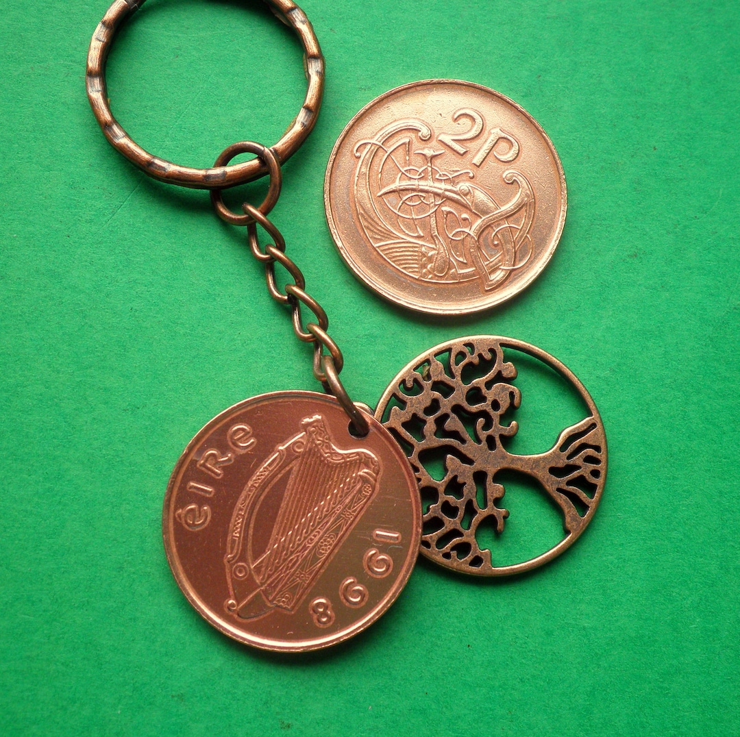 1998 Irish Keychain, 26th Coin Birthday, 26th Anniversary, Irish 2p ...
