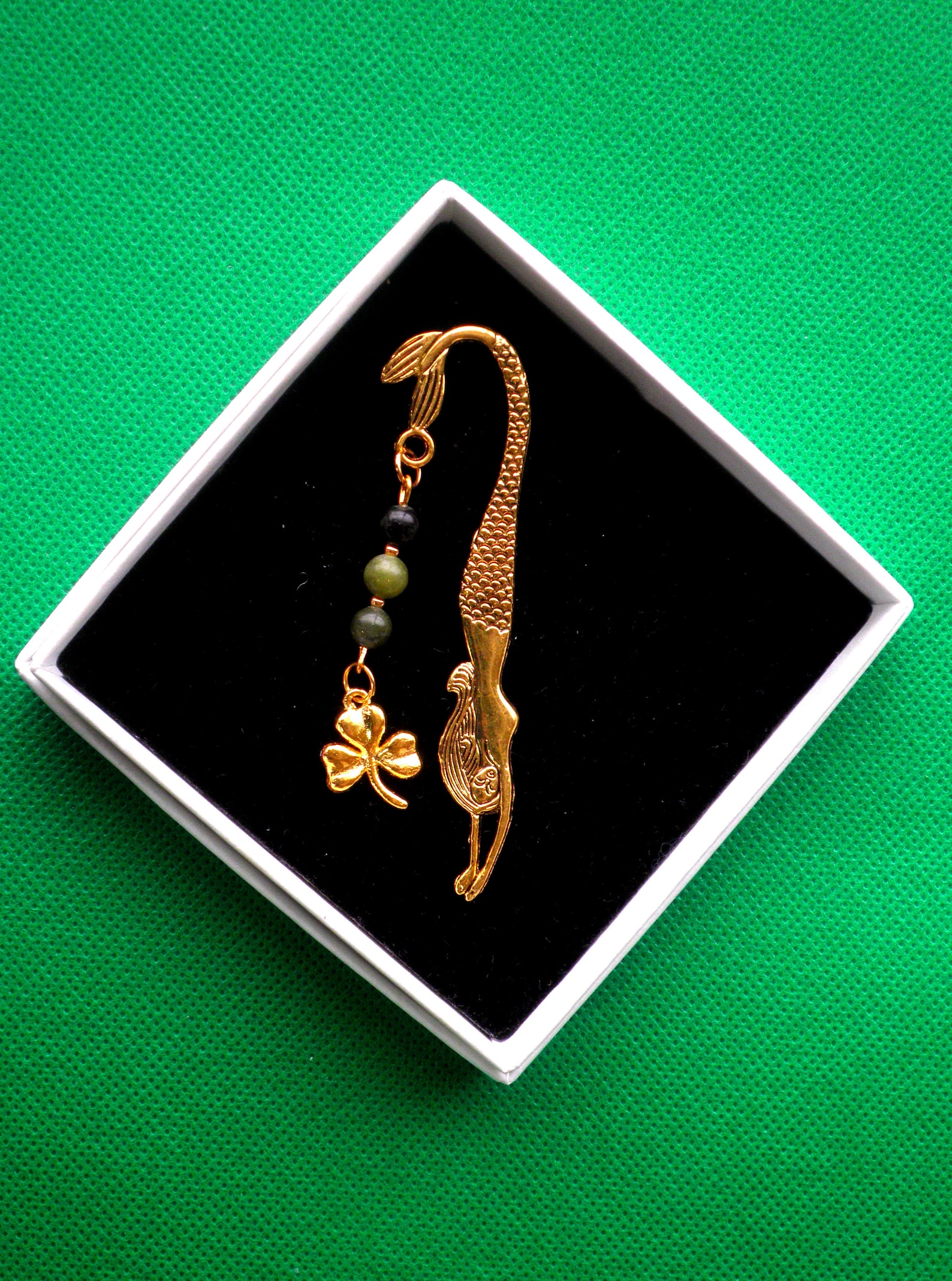 Irish Bookmark, Teacher's Gift, Ireland Gift, Antiqued Gold, Mermaid ...