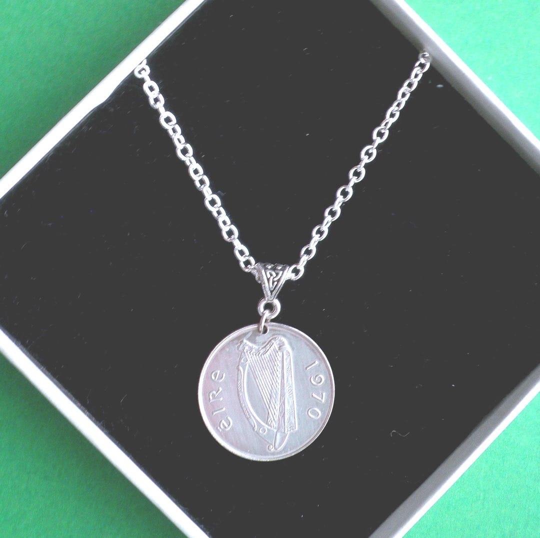 Irish Gift 1995, Irish Coin Pendant, Eire 5p Coin, 1986 - Etsy