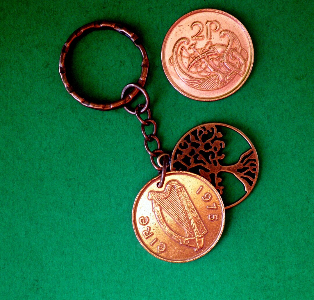 1975 Irish Keychain, 48th Coin Birthday, 48th Anniversary, Irish 2p ...