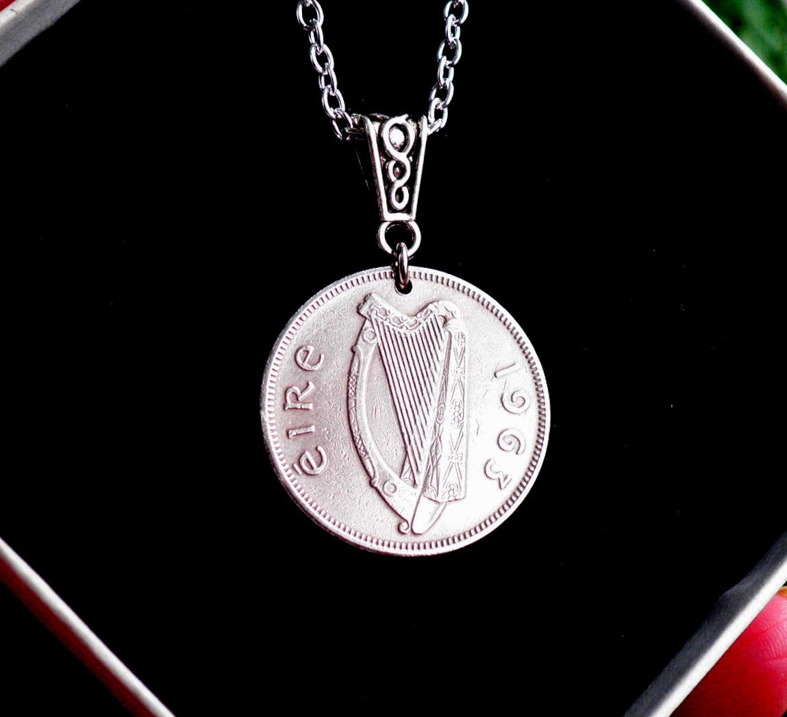 1954, 1955, 1965, Irish Salmon Coin Necklace, Salmon of Knowledge ...