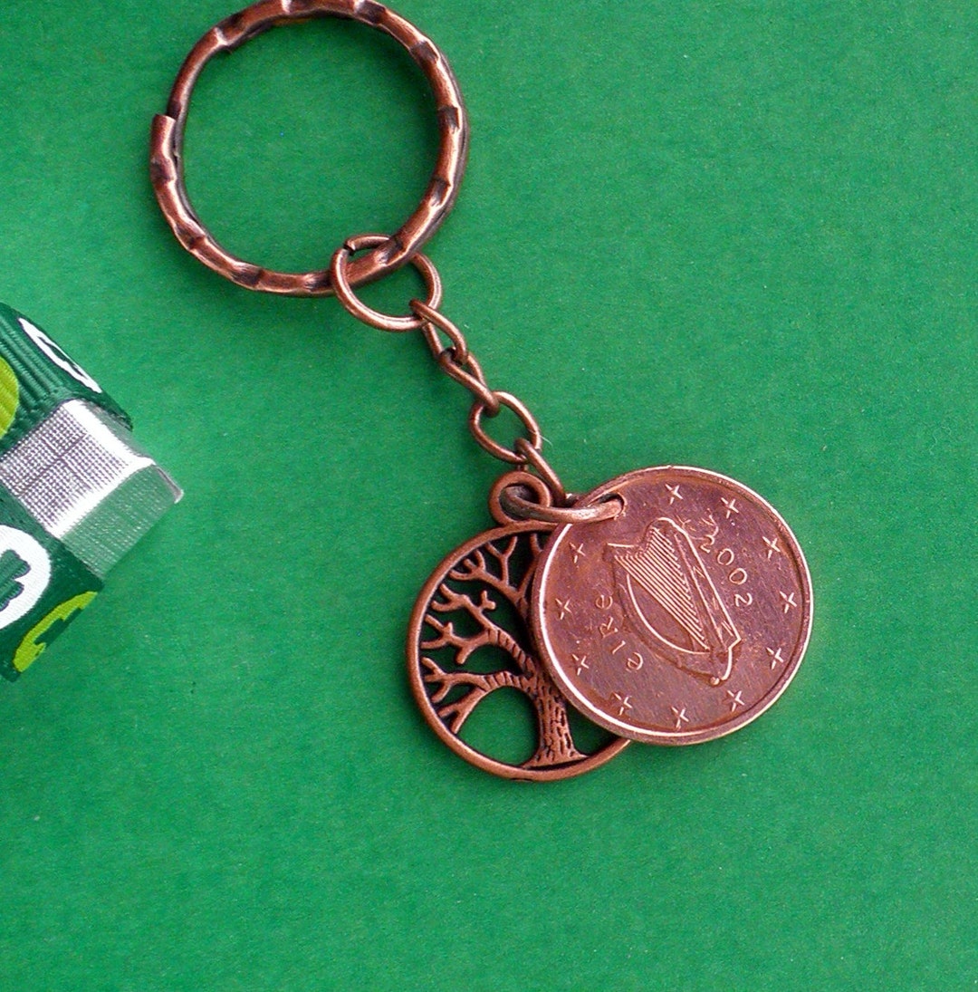 2002, 23rd Birthday, Keychain Modern Ireland Euro Coin Keyring Tree of ...