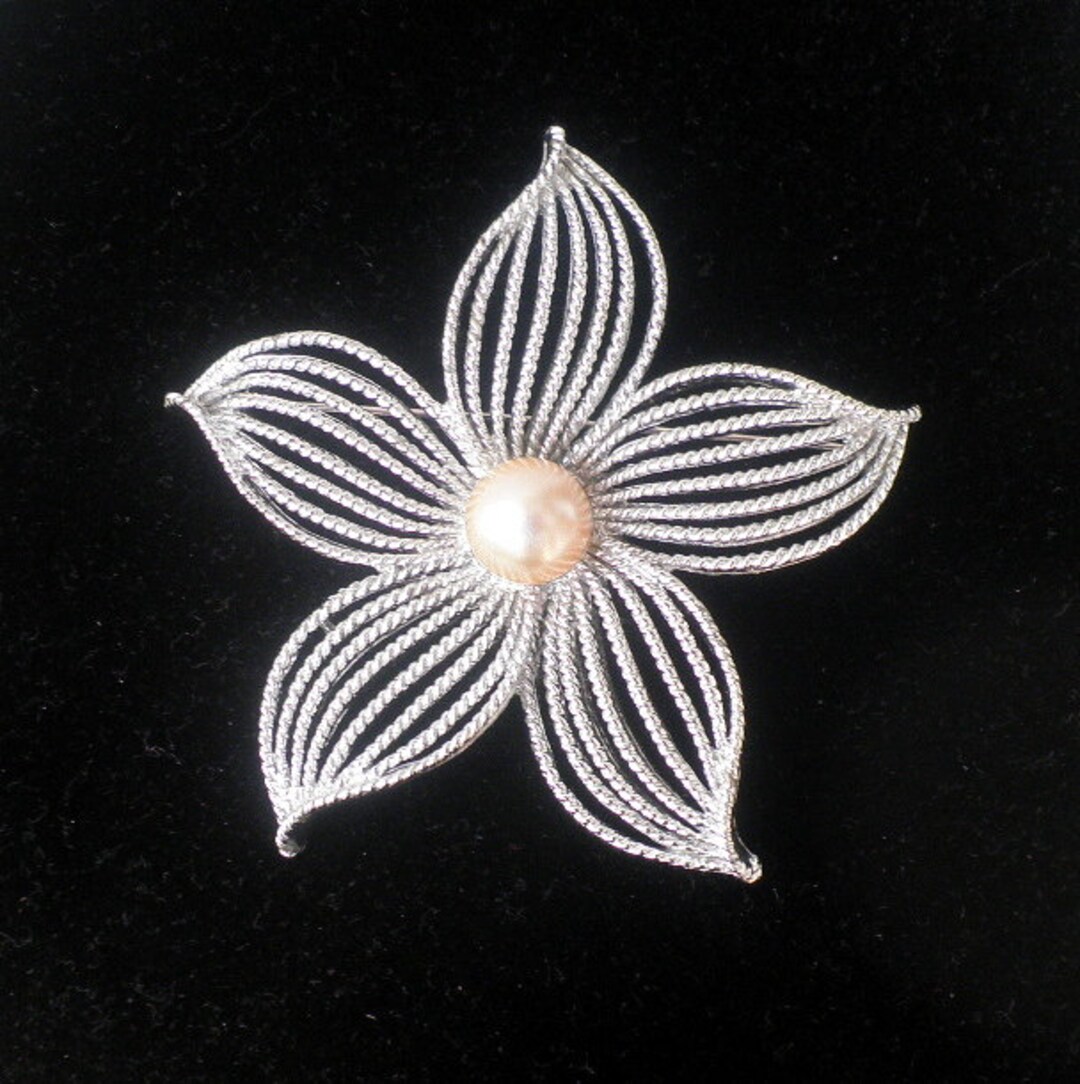 Vintage Brooch, Sarah Coventry 'moon Flower' Huge Brooch, Silvertone ...