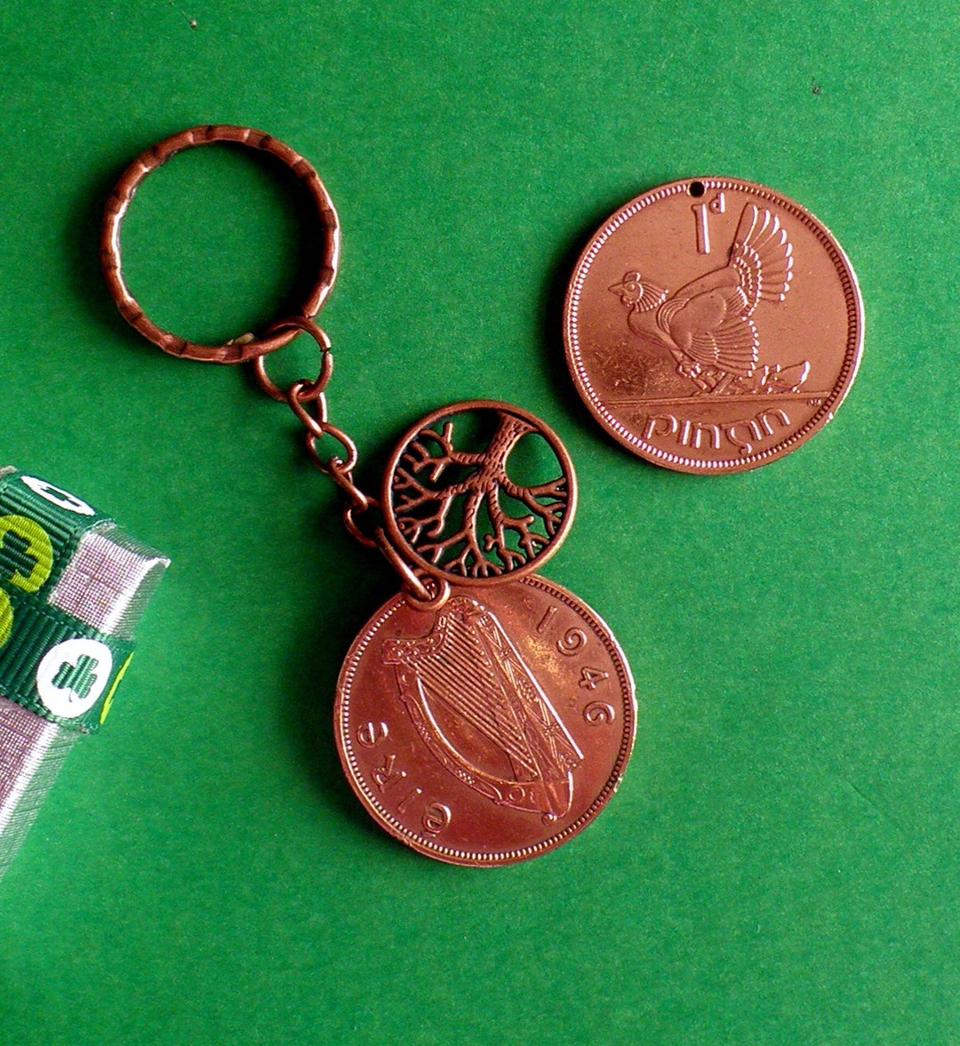 1946 79th Birthday, Irish Penny, Keychain With Copper Tree of Life ...