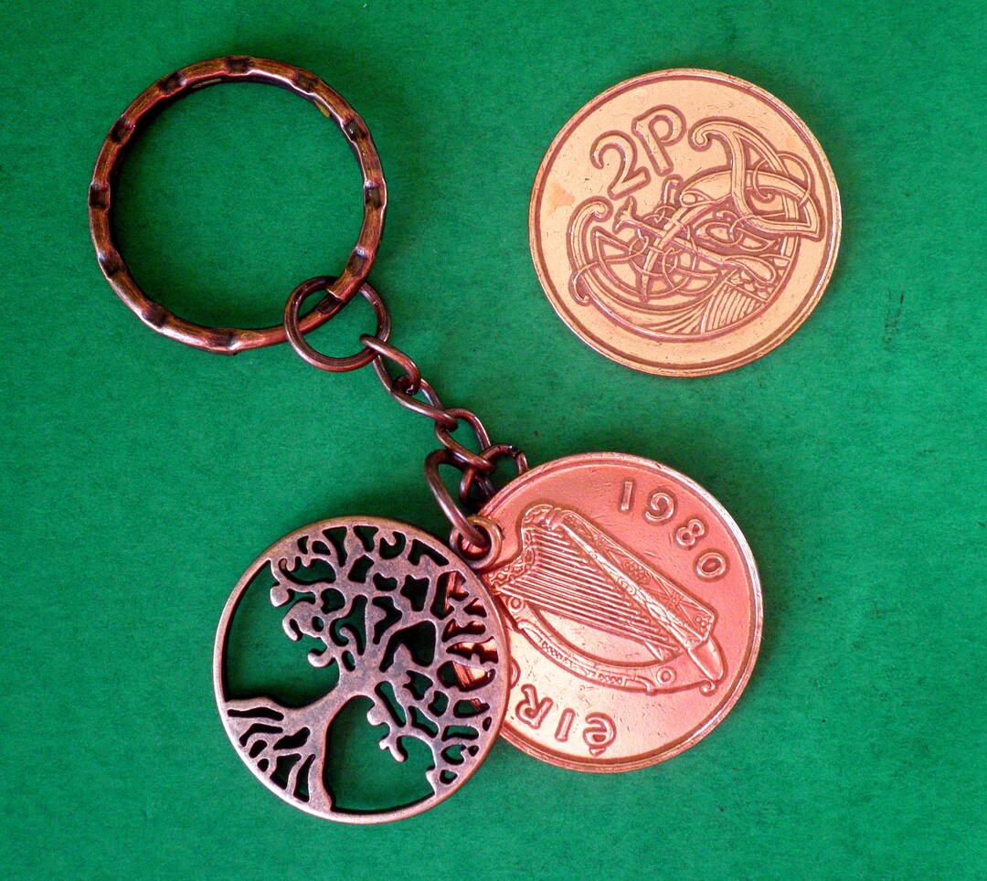 1980 Irish Keychain, 45th Coin Birthday, 45th Anniversary, Irish 2p ...