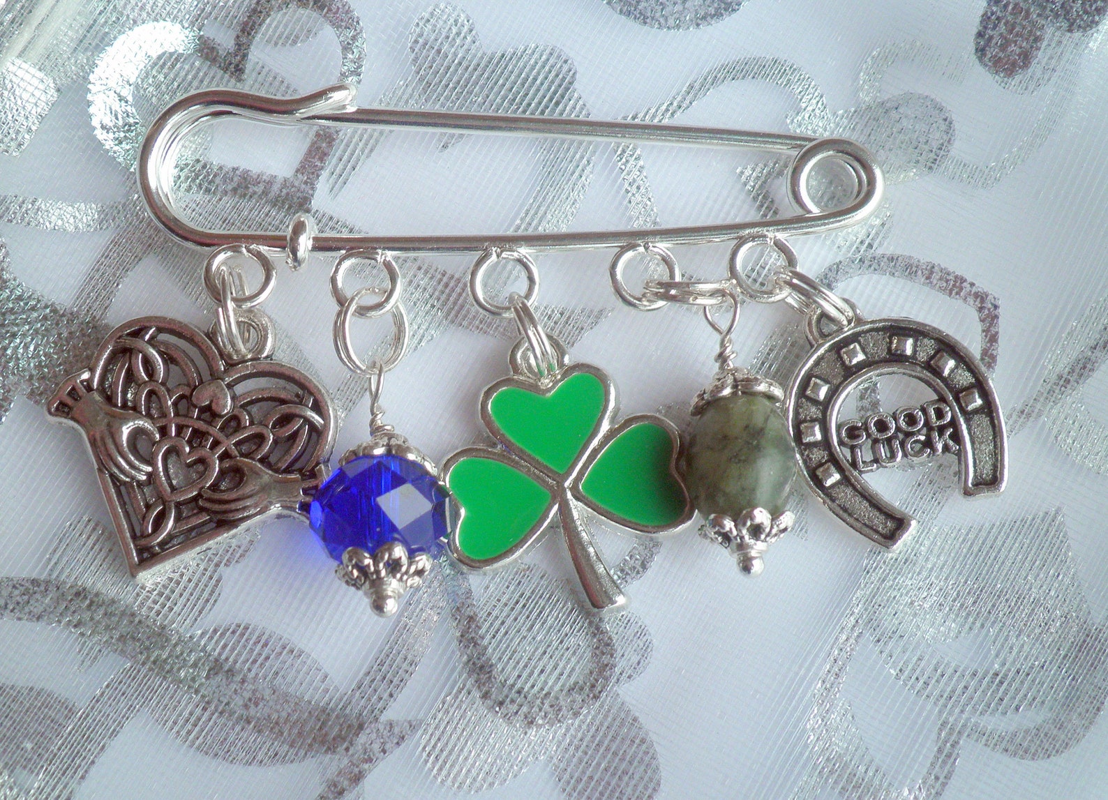 Lucky Wedding Pin Irish Wedding pin Ireland Charms Bouquet | Etsy