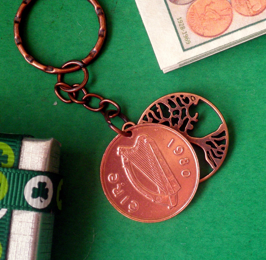 1980 Irish Keychain, 45th Coin Birthday, 45th Anniversary, Irish 2p ...