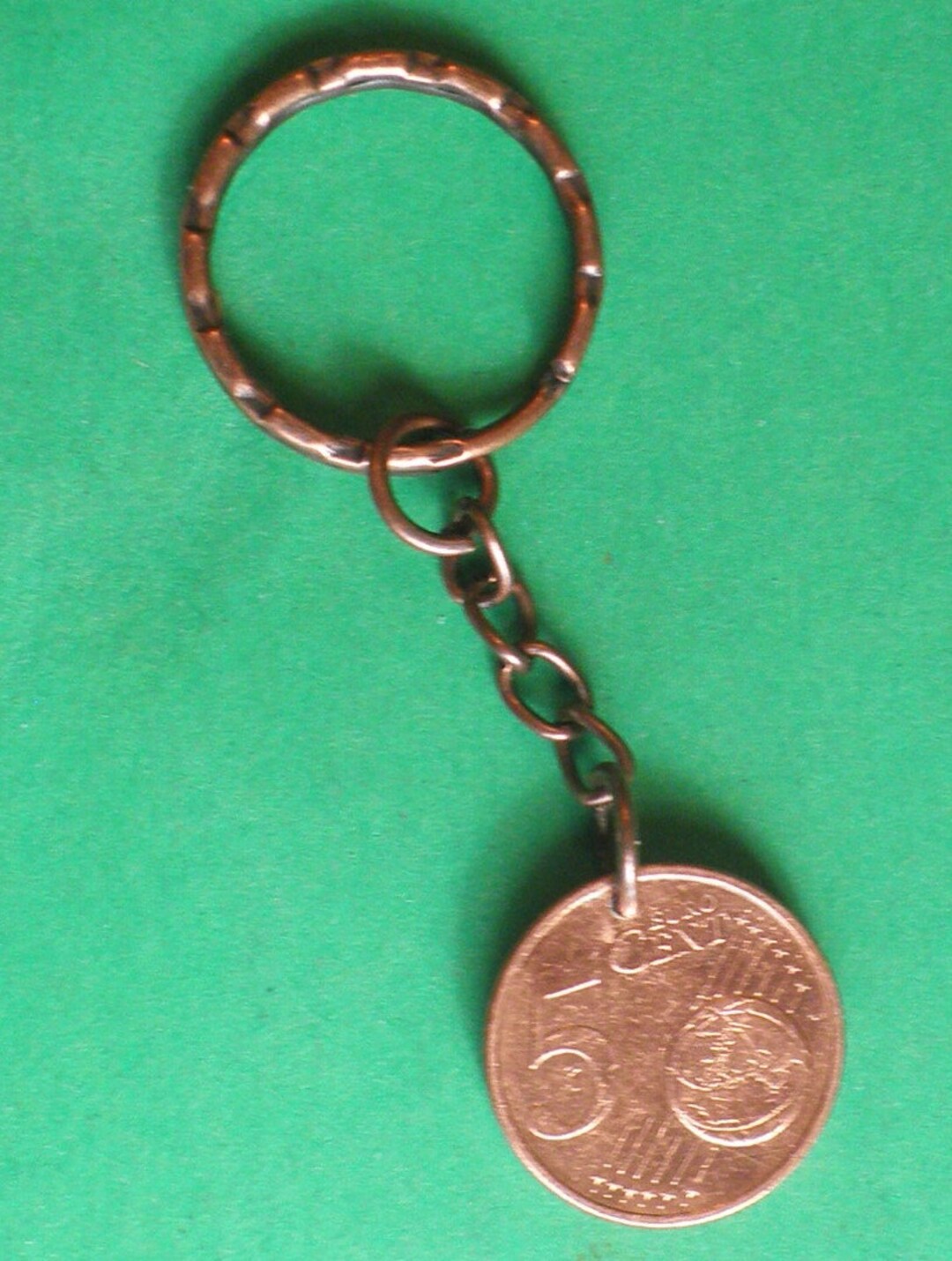 2006 Keychain Modern Ireland Euro Keyring, Copper 5c Coin on a Copper ...