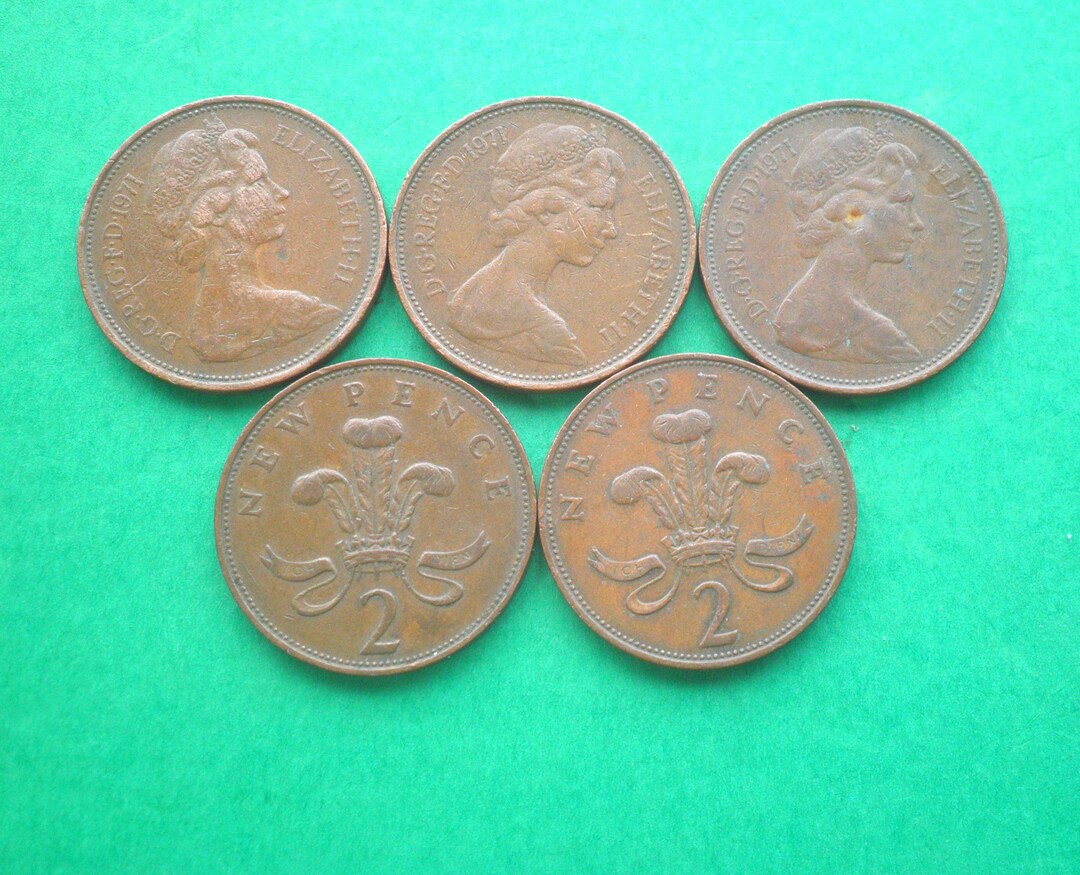 Lot of 5 Elizabethan 2p Coins - Etsy