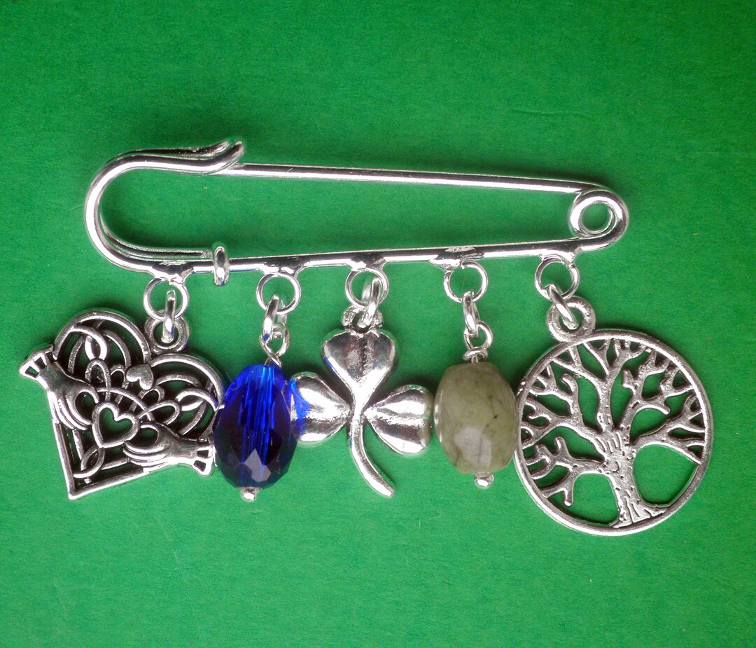 Gift for Bride, Irish Wedding Pin, Claddagh Charm, Connemara Marble ...