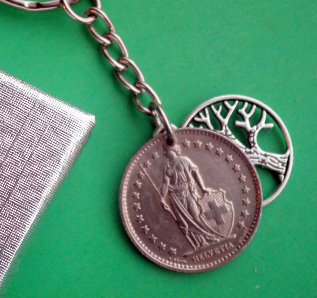 1981, 1987 Swiss Coin, Keychain 1 FR, 1987 or 1981 Swiss Franc ...