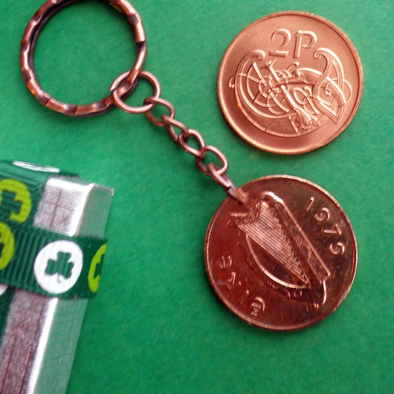 Irish Old Coin Keyring - Etsy
