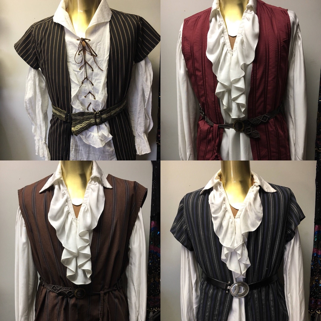 PIRATE VEST Collection Four Men's Upcycled Cotton Buccaneer Pirate ...