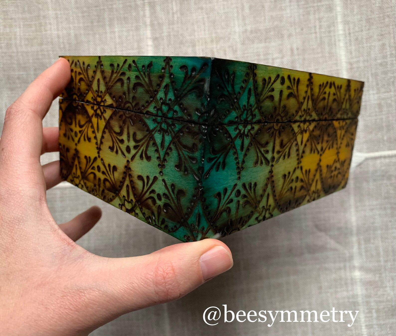 Sweetgrass Spiral Woodburned Box Pyrography and Mixed Media - Etsy