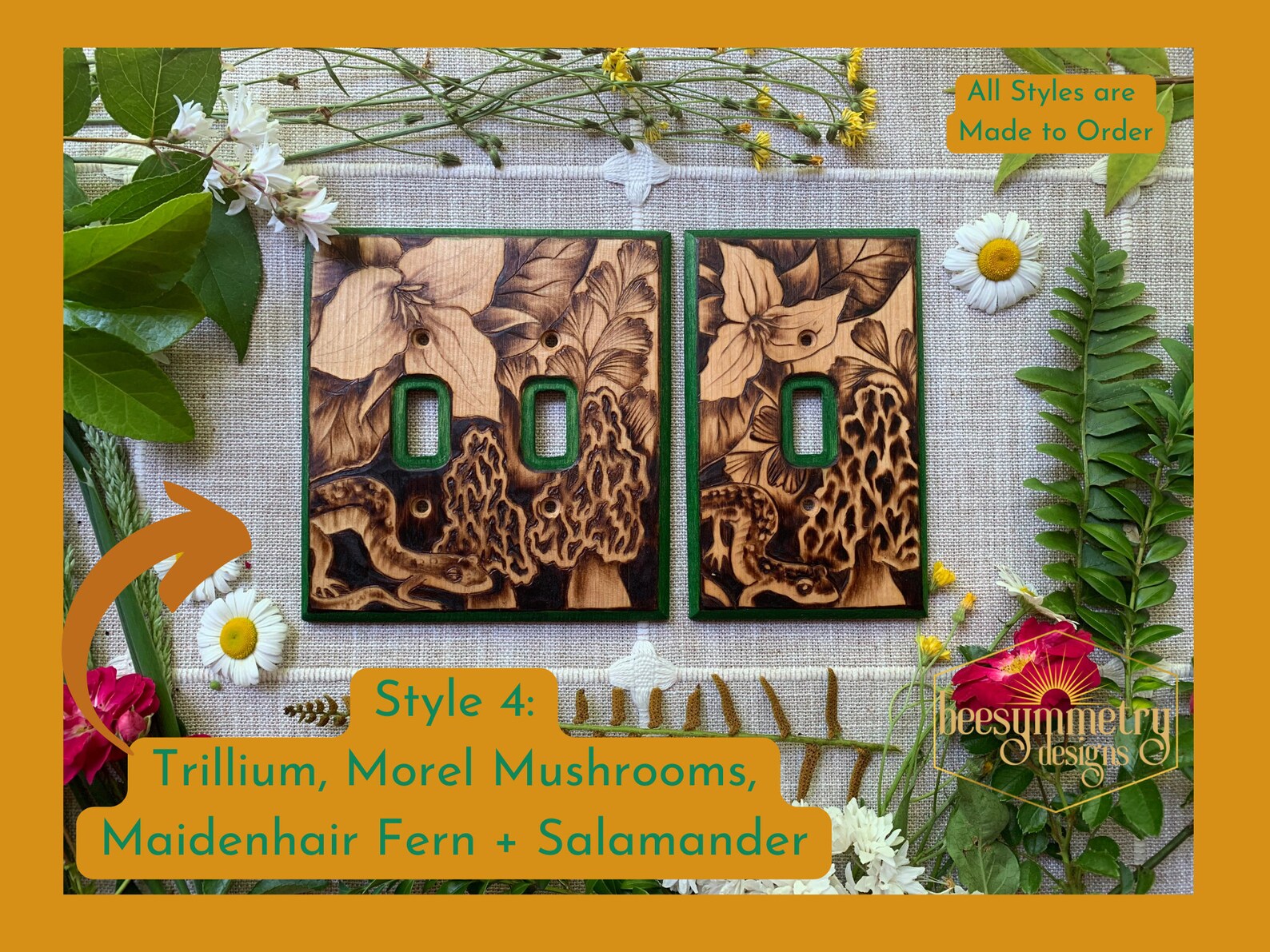 Wood Burned Mushroom Light Switch Cover, Handcrafted Home Decor - Etsy