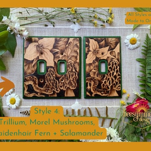 Wood Burned Mushroom Light Switch Cover, Handcrafted Home Decor - Etsy