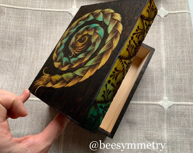 Sweetgrass Spiral Woodburned Box Pyrography and Mixed Media - Etsy