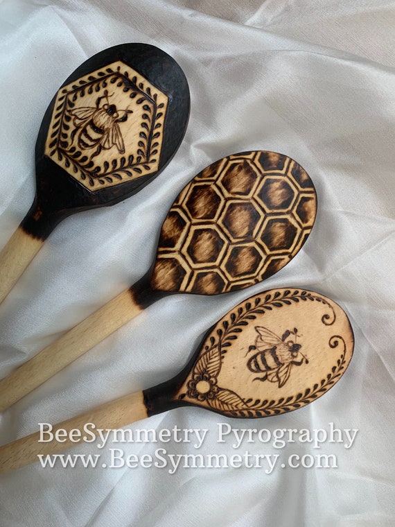 Dining & Serving Home & Living Bee and Honeycomb Woodburned Spoon etna ...