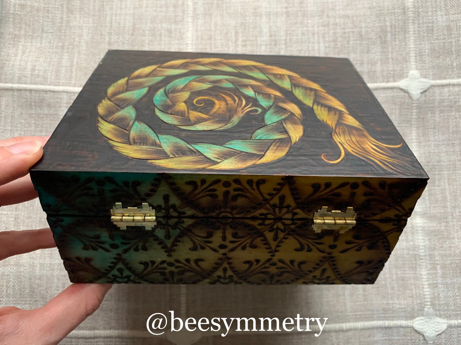 Sweetgrass Spiral Woodburned Box Pyrography and Mixed Media - Etsy