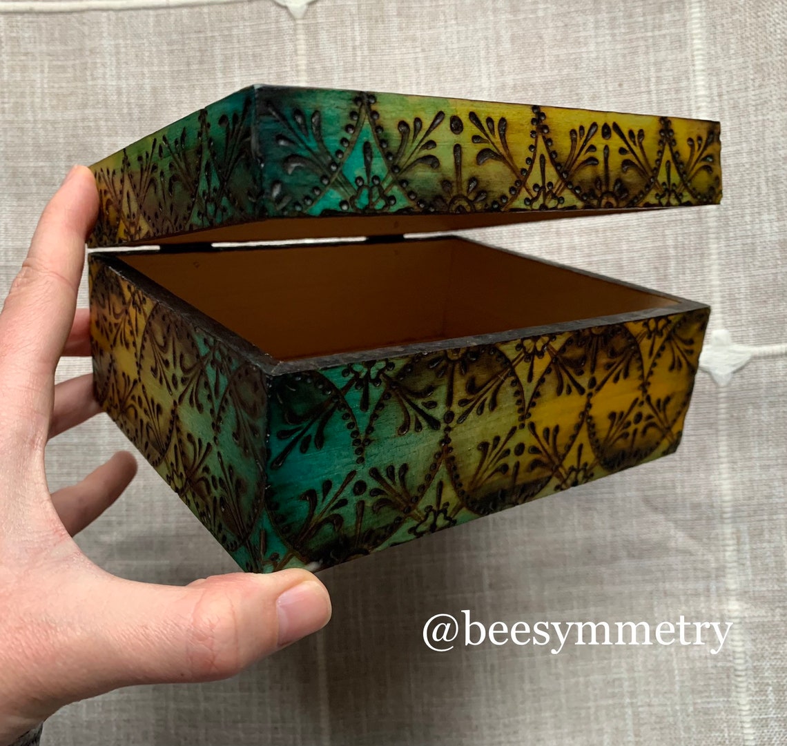 Sweetgrass Spiral Woodburned Box Pyrography and Mixed Media - Etsy