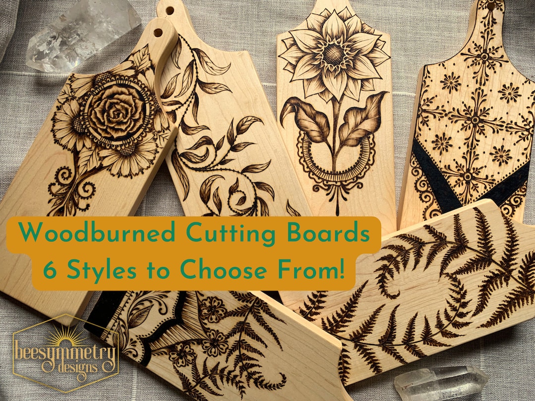Woodburned Cutting Boards Maple Wooden Serving Charcuterie Hostess Gift ...