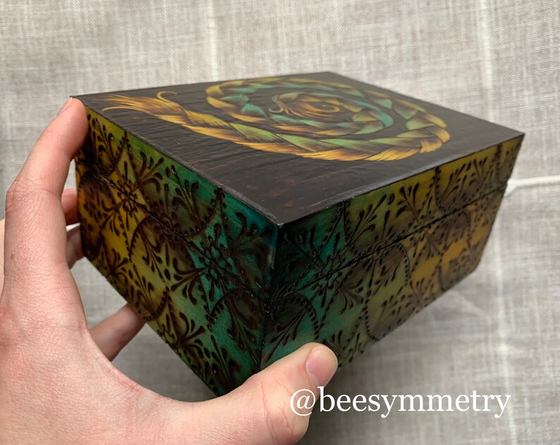 Sweetgrass Spiral Woodburned Box Pyrography and Mixed Media - Etsy