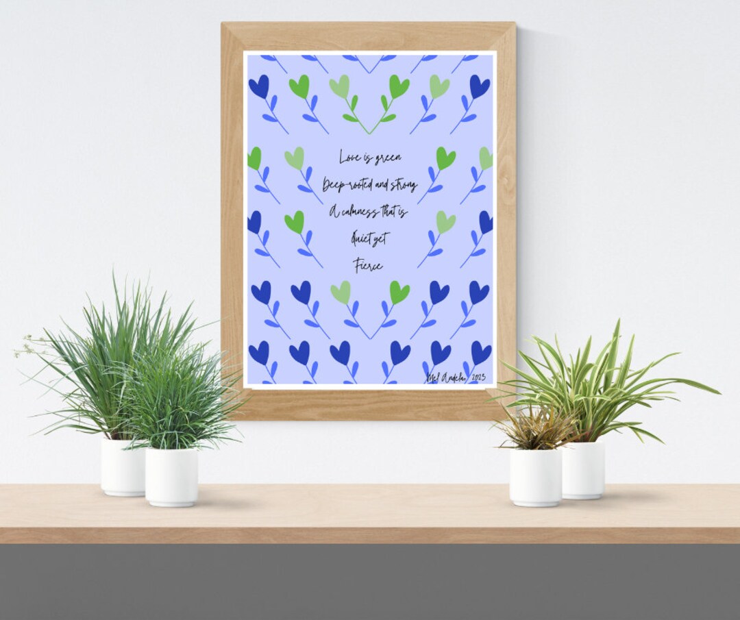 Poem Print on Blue, Hearts, Digital Download, 'love' Original Poem - Etsy