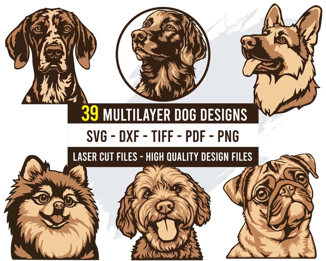 39 Laser Cut Dogs Bundle Multilayer SVG, 39 Layered Dogs SVG, Paper Cut ...