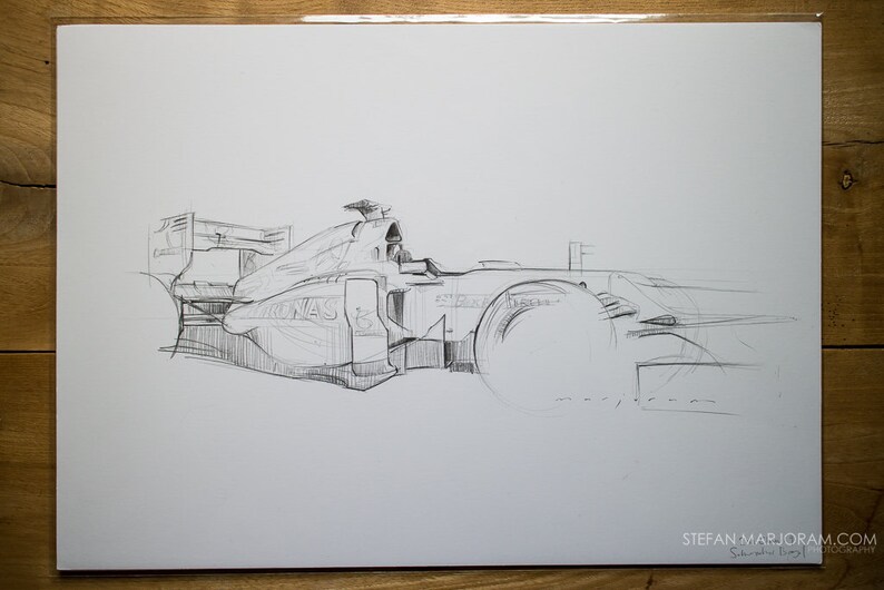 Mercedes F1 Car Original A3 Pencil Sketch - Etsy