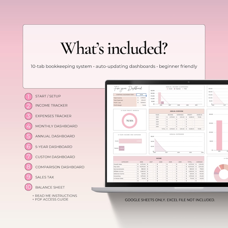 Small Business Bookkeeping Spreadsheet Template, Google Sheets Income ...