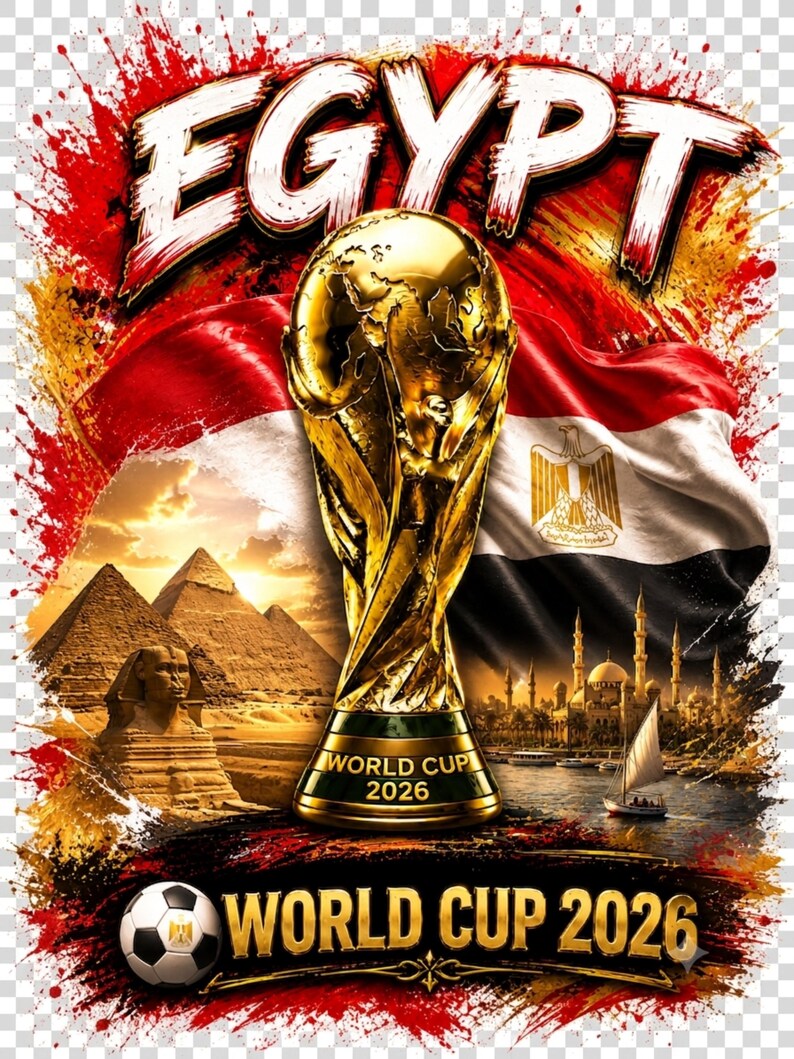 Ägypten World Cup 2026 Digital Design - Wahrzeichen, Flagge, Pokal (PNG ...