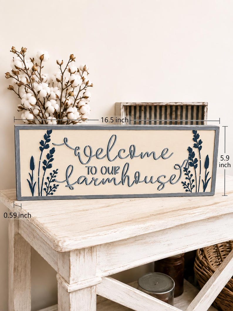 Hand-painted Farmhouse Wood Sign | Rustic Entryway Shelf Sitter Décor ...