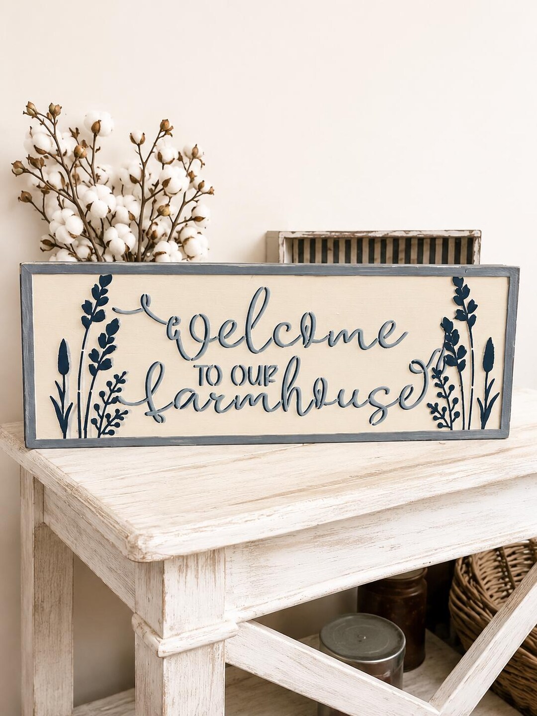 Hand-painted Farmhouse Wood Sign | Rustic Entryway Shelf Sitter Décor ...