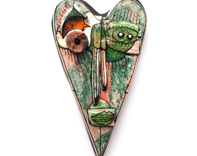 Wall Ceramic Heart, Heart Mask, Ceramic Heart Mask, Black Heart Mask ...