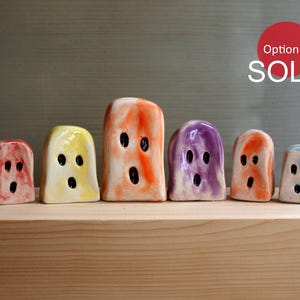 Mini Colorful Ceramic Ghosts, Set of 6 Ceramic Ghosts, Colorful Ceramic ...