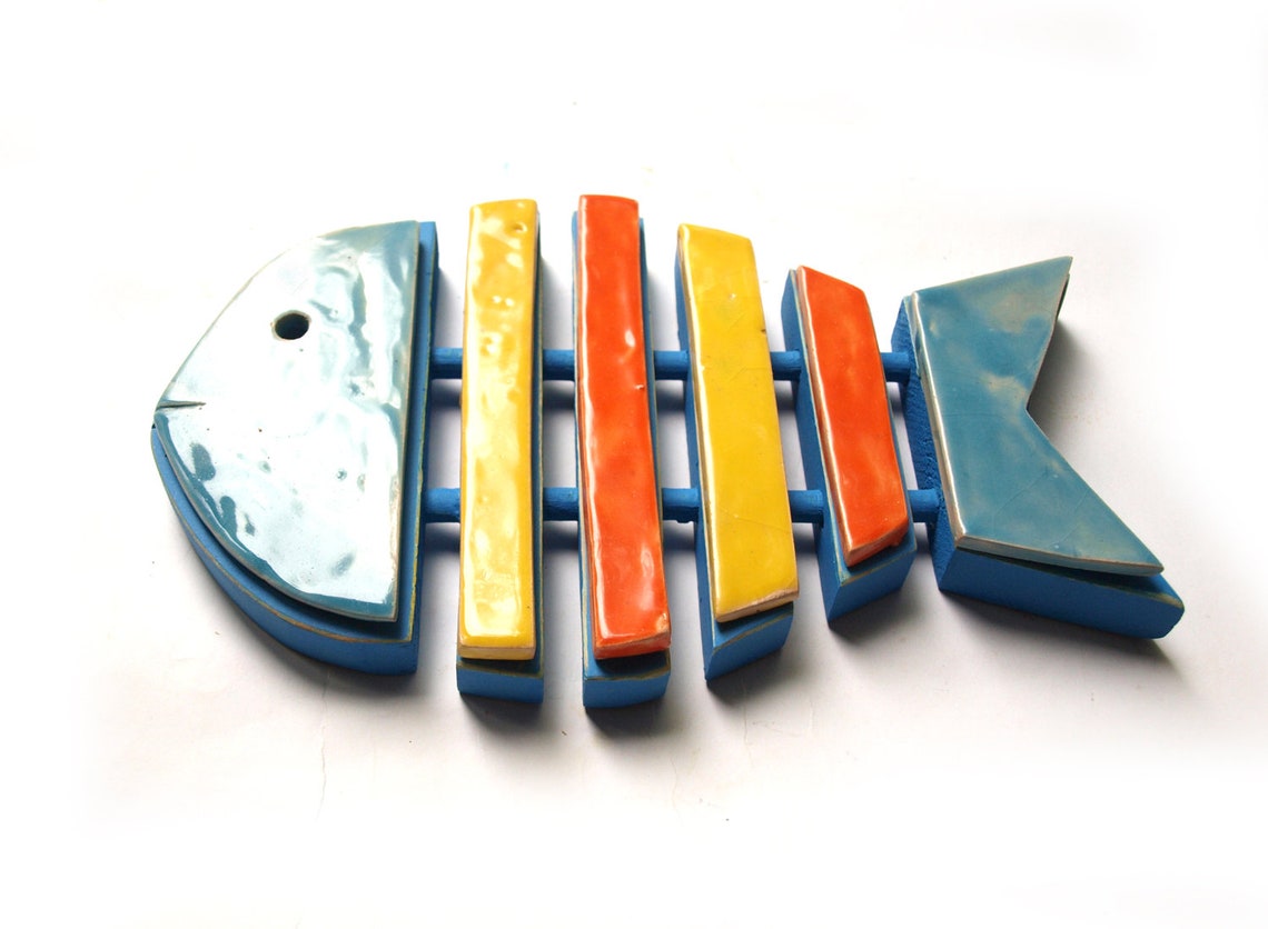 Skeleton Wall Fish Fish Bone Wall Art Colorful Ceramic Fish - Etsy