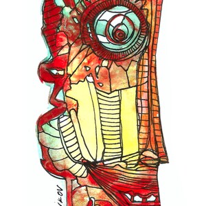 Abstract Face, Original Mini Art, Crazy Face, Abstract Illustration ...