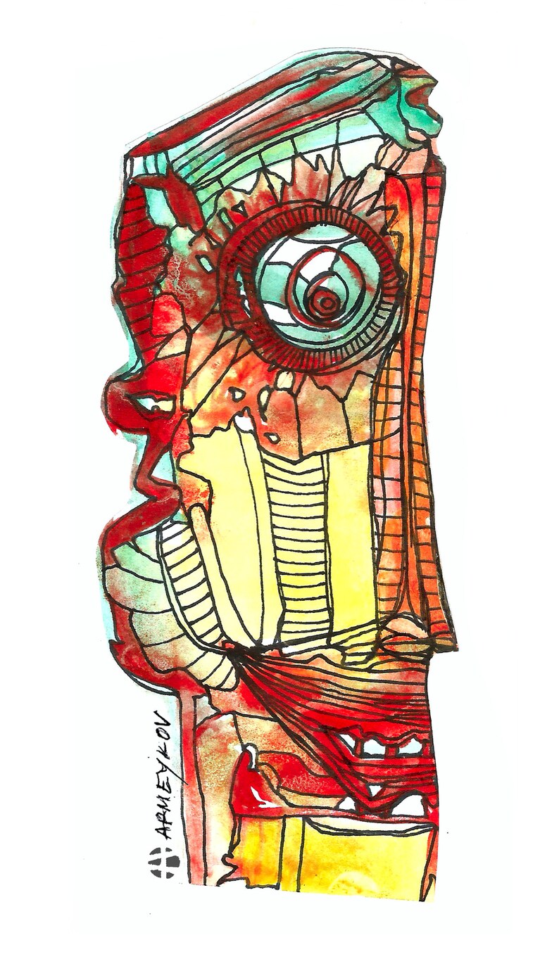 Abstract Face Original Mini Art Crazy Face Abstract - Etsy