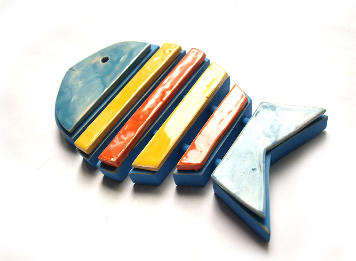 Skeleton Wall Fish Fish Bone Wall Art Colorful Ceramic Fish - Etsy