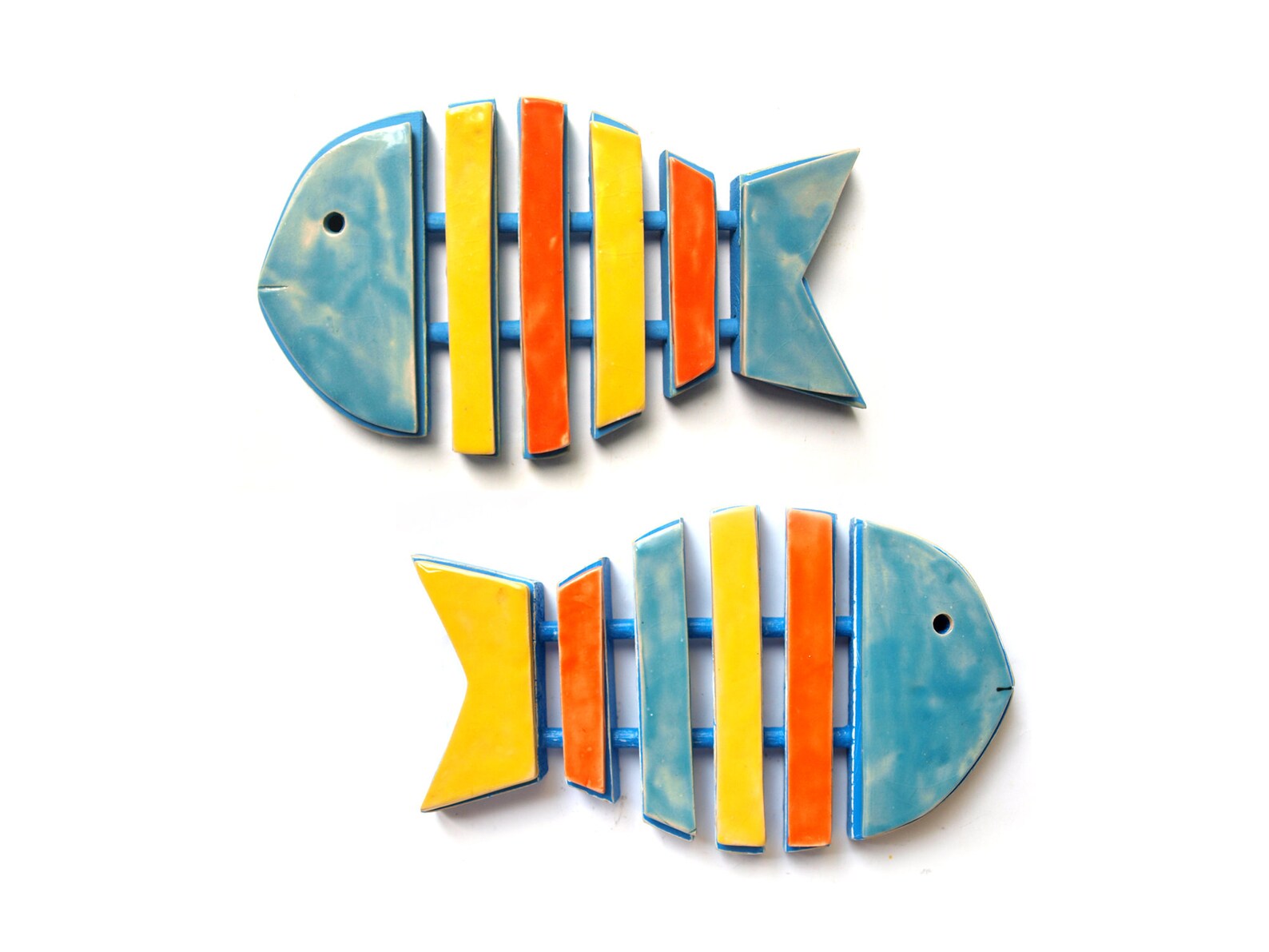 Duo Colorful Fish Wall Art Fish Colorful Ceramic Fish - Etsy