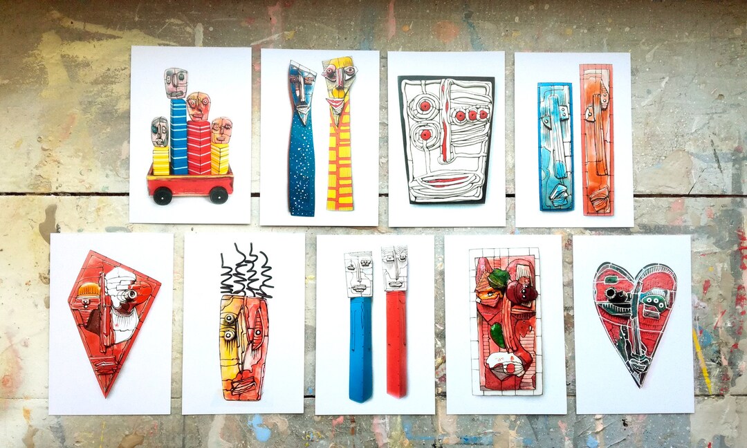 Art Cards, Set of 9 Art Cards, Abstract Cards, Modern Art Cards ...