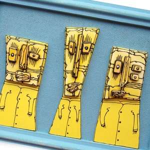 Brothers Stone Faces 3D Wall Sculpture Mixed Media Art - Etsy