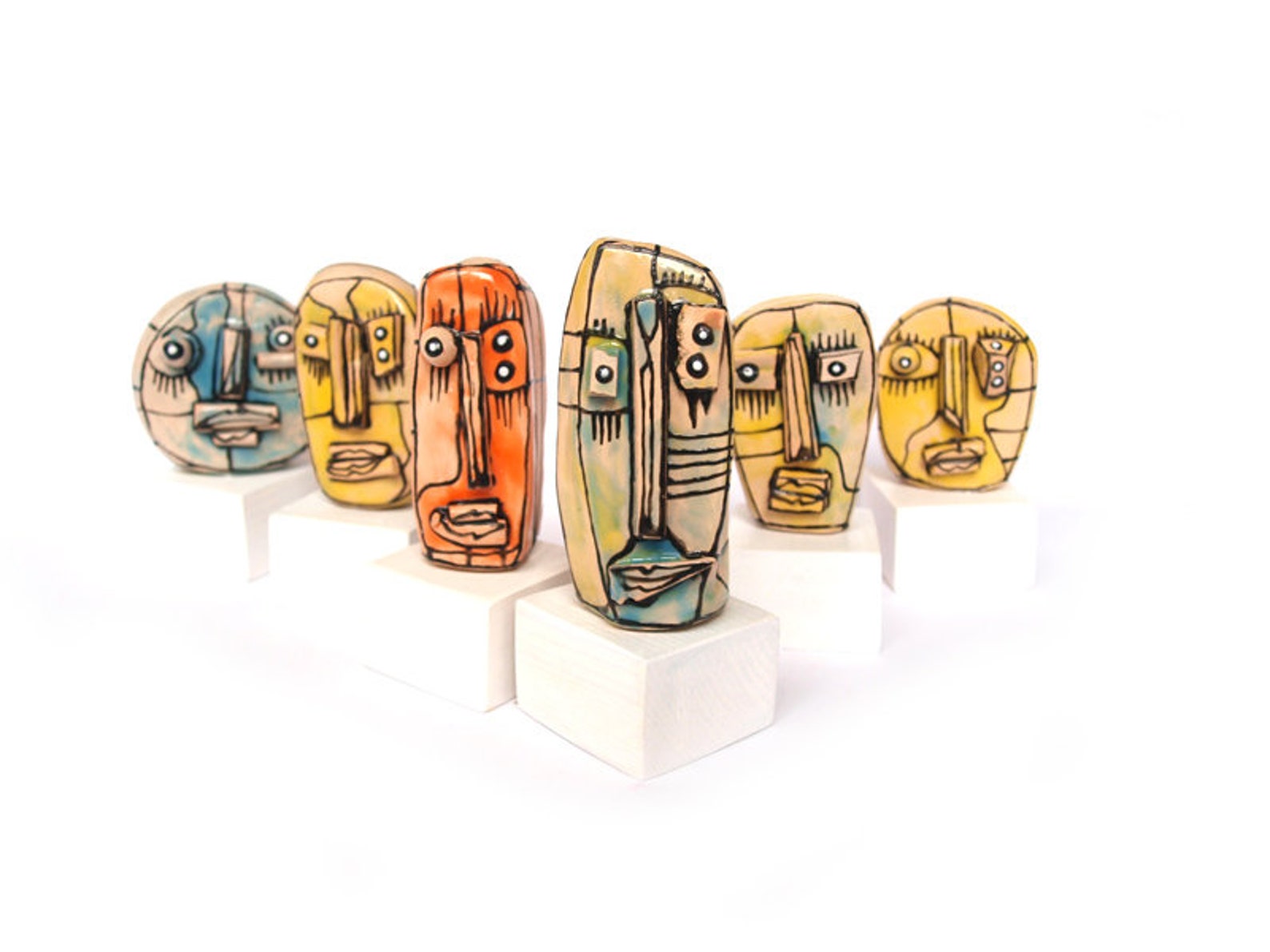Mini Ceramic Face Sculpture: Artistic Wedding Favor, Colleague Gift - Etsy