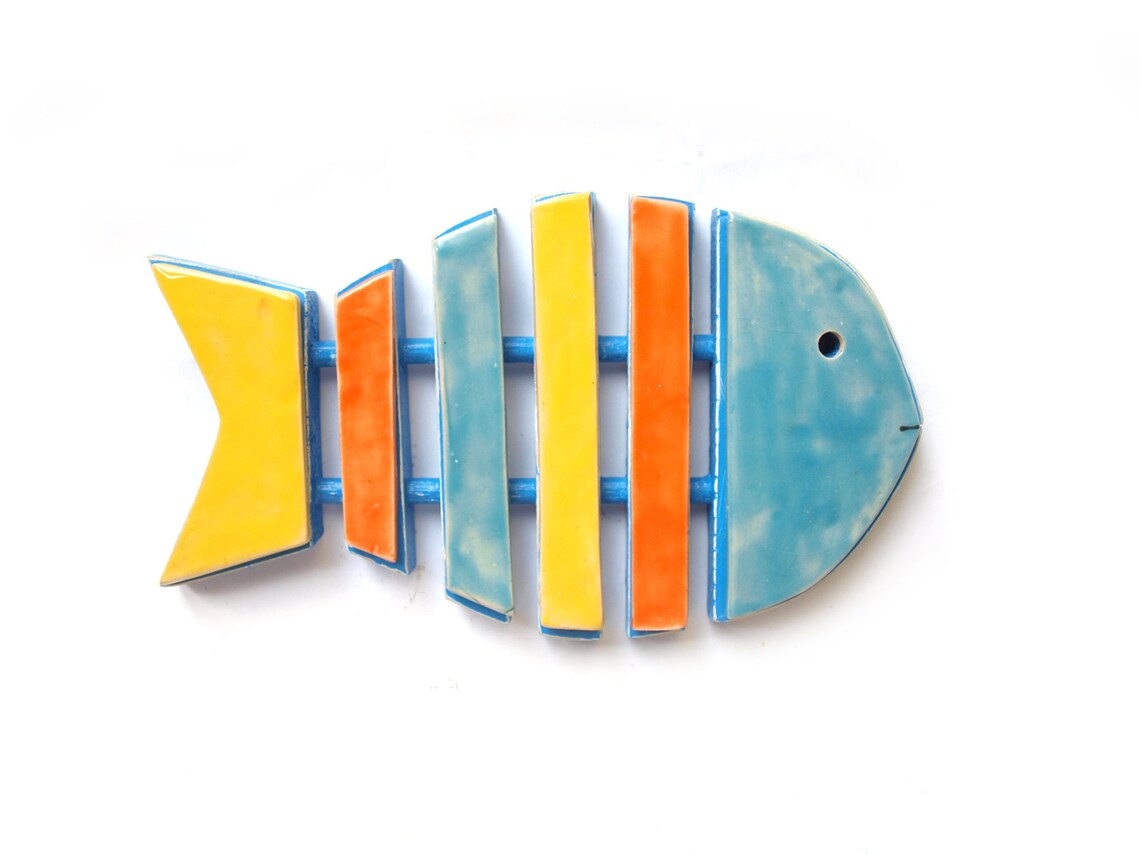 Skeleton Wall Fish Fish Bone Wall Art Colorful Ceramic Fish | Etsy