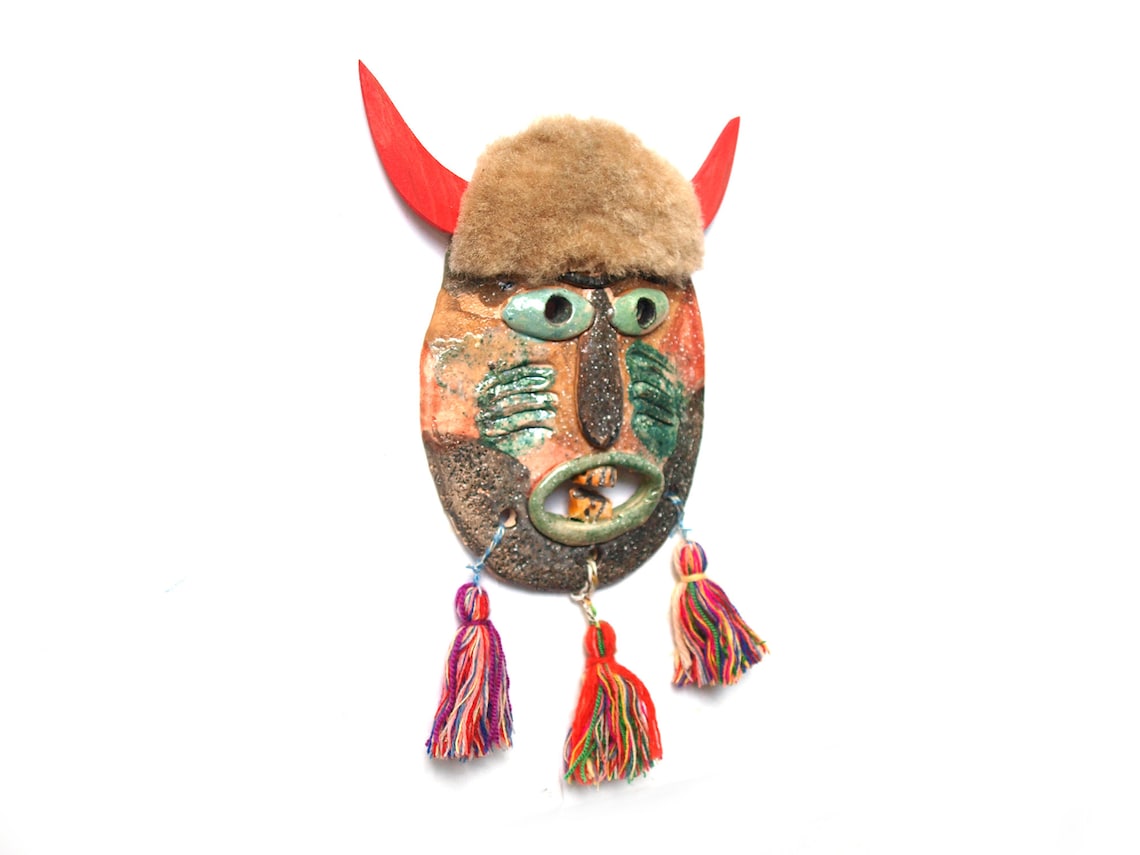 Folk Art Mask Bulgarian Kuker Mask Bulgarian Folk Art - Etsy