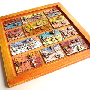 Colorful Wall Sculpture, Abstract Ceramic Faces, Collective Art Gift ...